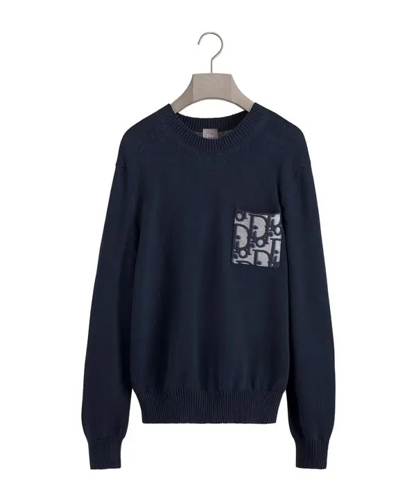 Dior Oblique Jacquard Paneled Crew Neck Sweater