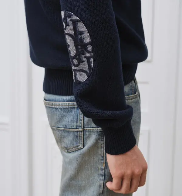 Dior Oblique Jacquard Paneled Crew Neck Sweater