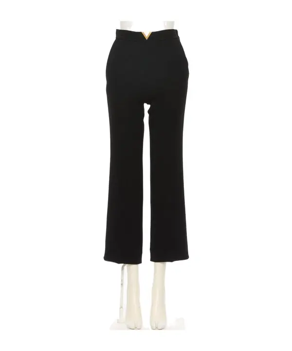 Valentino Garavani Wool Crepe Cropped Pants With Gold Logo Plaque - Black