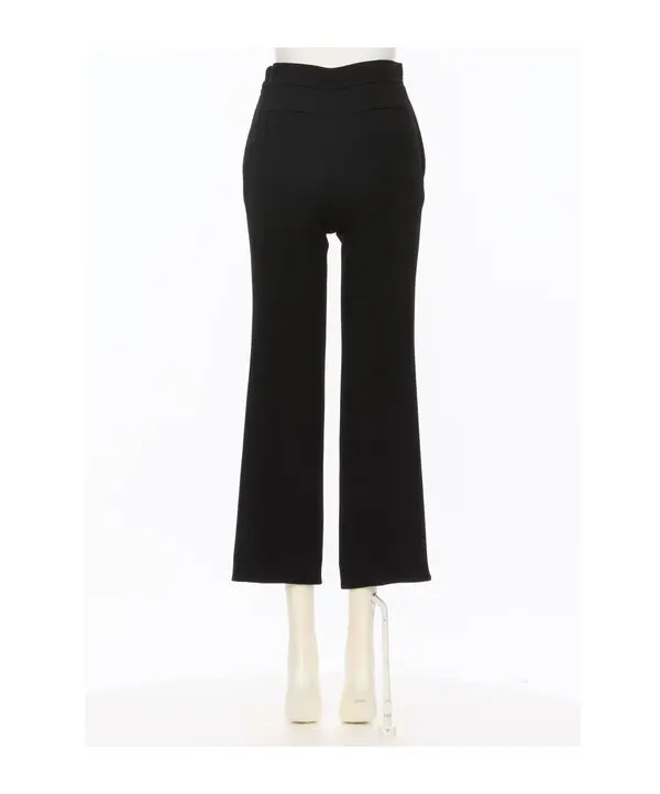 Valentino Garavani Wool Crepe Cropped Pants With Gold Logo Plaque - Black