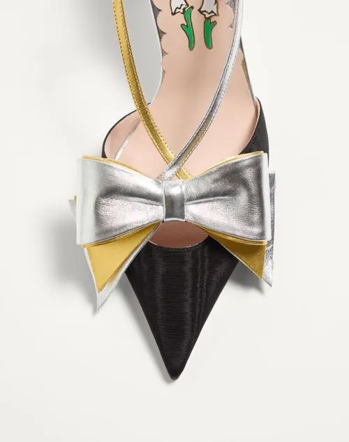 Valentino Garavani Bow Detailed Slingback Pumps In Moiré Fabric