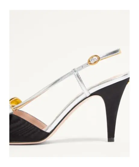 Valentino Garavani Bow Detailed Slingback Pumps In Moiré Fabric