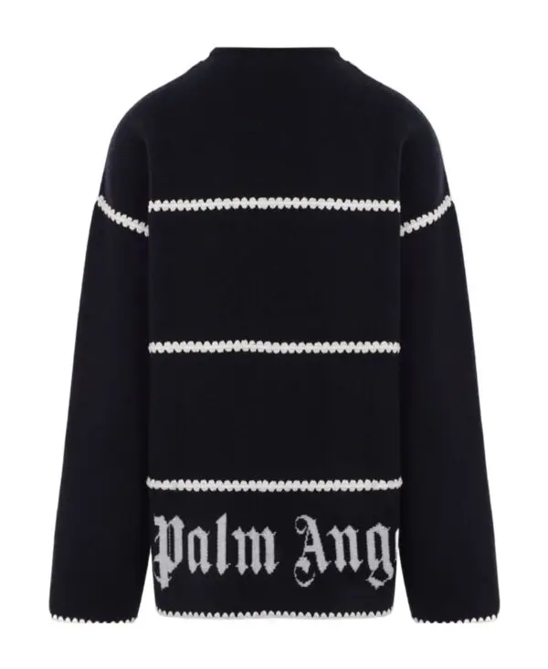 Palm Angels Logo Intarsia Knit Jumper - Black