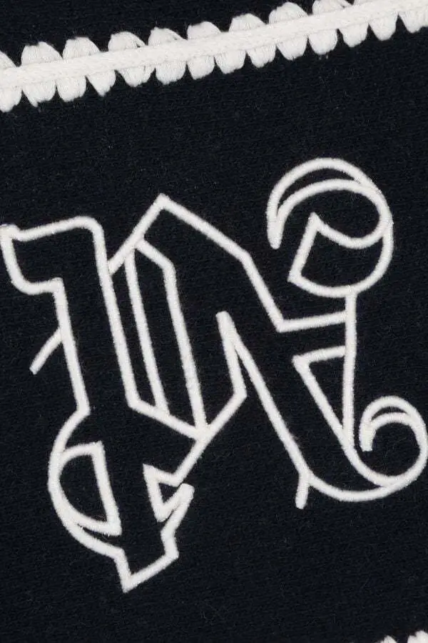 Palm Angels Logo Intarsia Knit Jumper - Black