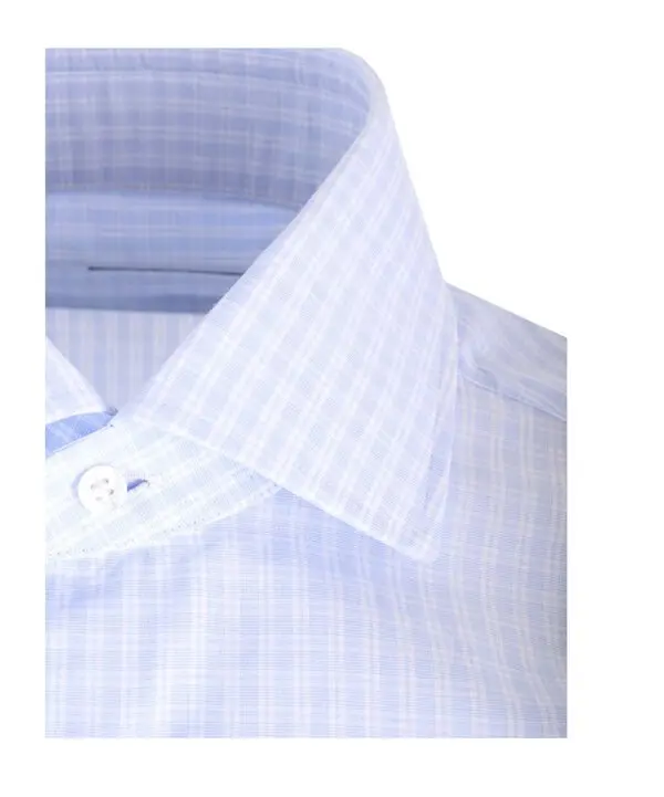 BARBA NAPOLI Checked Long-sleeved Shirt - Light Blue
