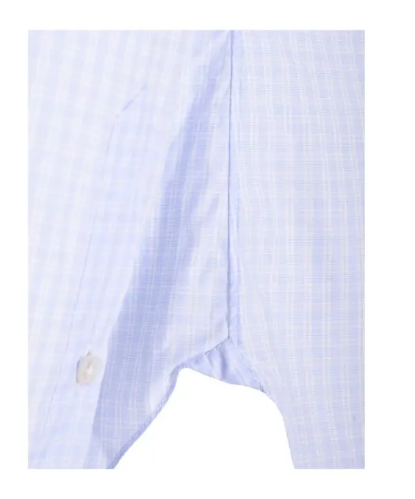 BARBA NAPOLI Checked Long-sleeved Shirt - Light Blue