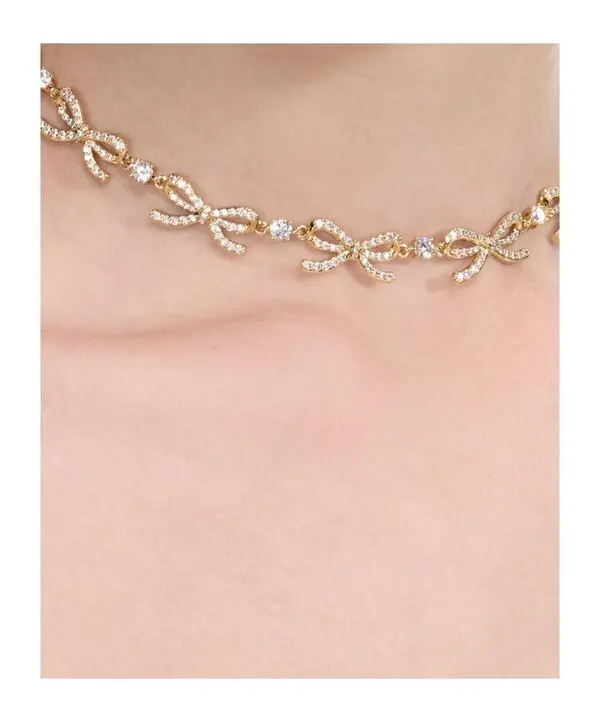 SELF-PORTRAIT Embellished Bow Necklace