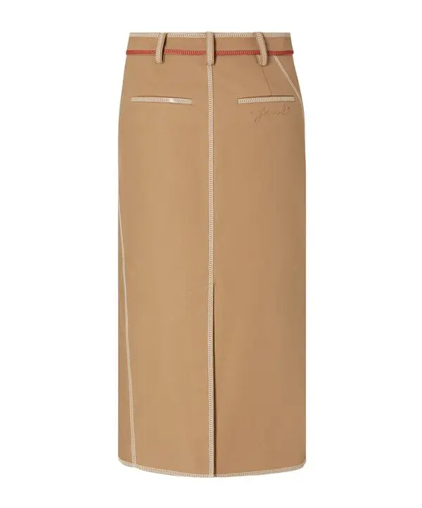 Fendi Dark Stretch Compact Cotton Skirt With Embroidered Logo