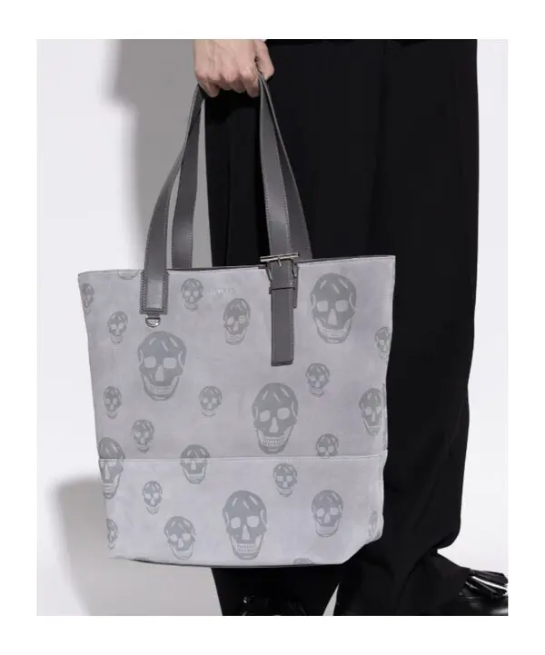 Alexander McQueen Skull Printed Tote Bag - Grey