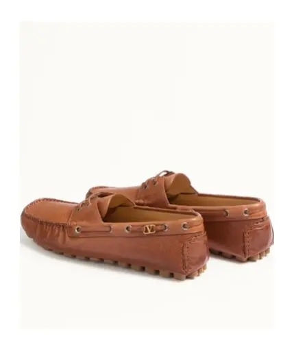 Valentino Garavani S Leather Boat Shoes - Brown
