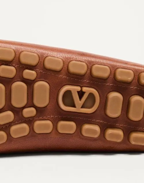 Valentino Garavani S Leather Boat Shoes - Brown