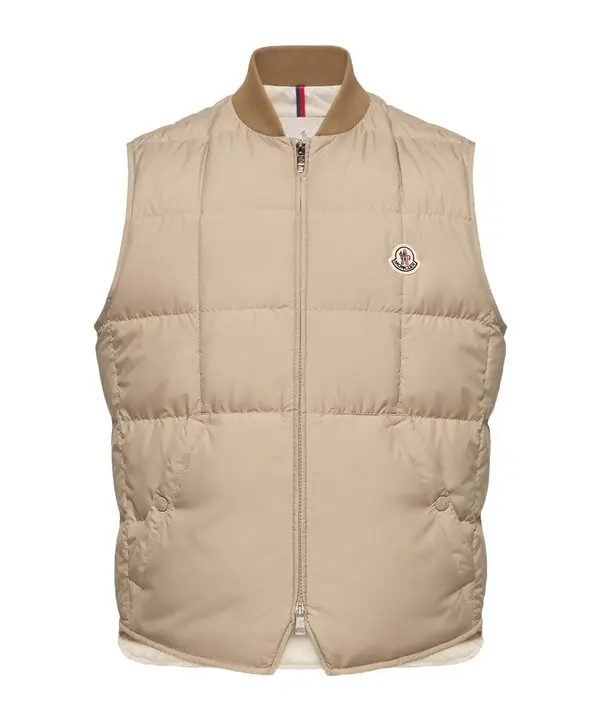 Moncler Elberton Square-quilted Down Gilet - Gray-beige