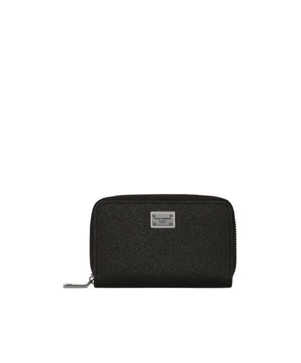 Dolce & Gabbana Dolce Gabbana Raised Logo Zip-around Small Wallet - Black
