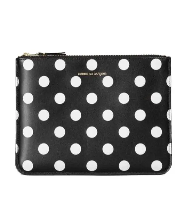 Comme Des Garçons Polka Dot Printed Zipped Wallet - Black