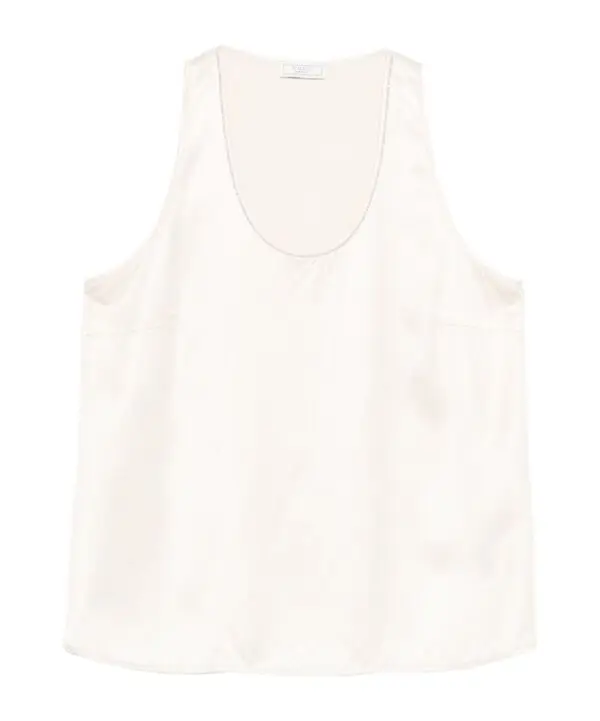 Peserico Sleeveless Scoop Neck Top With Tonal Stitching - White