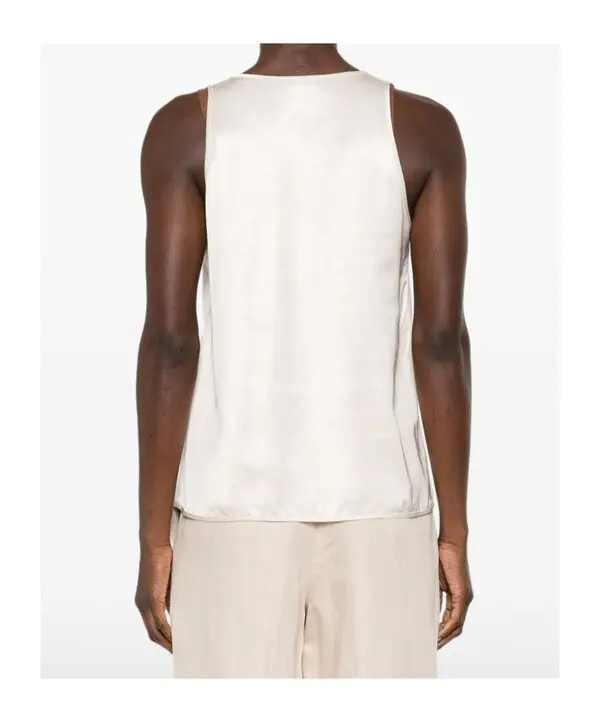 Peserico Sleeveless Scoop Neck Top With Tonal Stitching