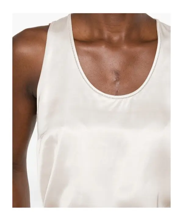 Peserico Sleeveless Scoop Neck Top With Tonal Stitching