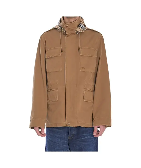 Burberry Logo Embroidered Hooded Jacket