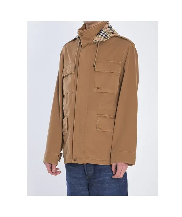 Burberry Logo Embroidered Hooded Jacket