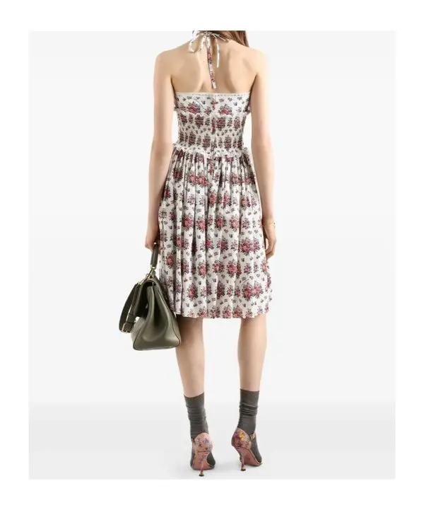 Dolce & Gabbana Small Flower Bouquet-printed Poplin Dress - Multicolor