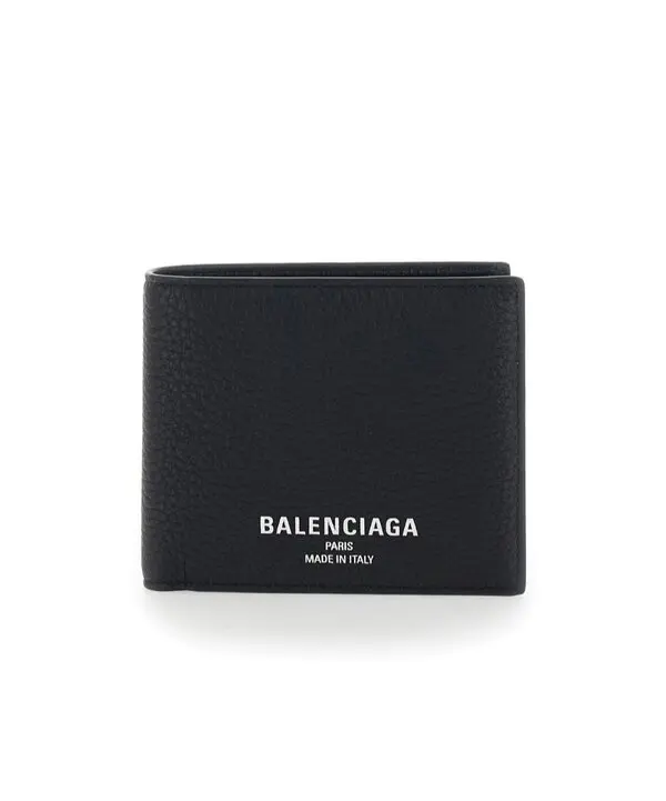 Balenciaga Logo Printed Bifold Wallet - Black