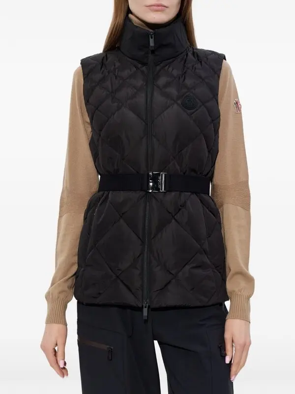 Moncler Quilted Zip-up Vest With Stand Collar - Black