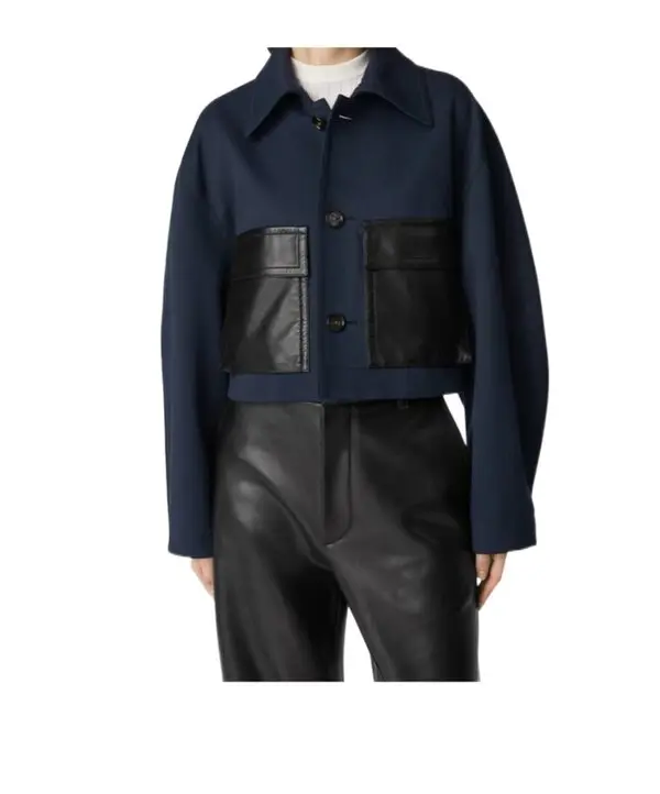 Bottega Veneta Long Sleeved Buttoned Jacket With Leather Pockets