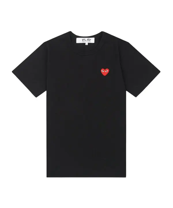 Play Comme Des Garcon Short Sleeve T-shirt With Heart Applique - Black