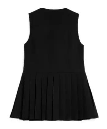 JIL SANDER Gabardine Pleated V-neck Sleeveless Top - Black