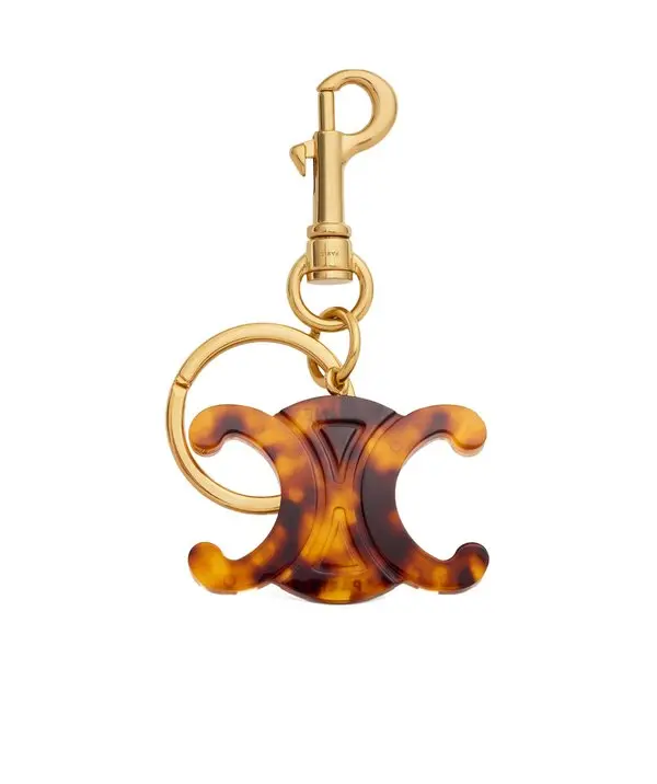 Celine Triomphe Keyring Charm In Plexiglass With Gold Finishing