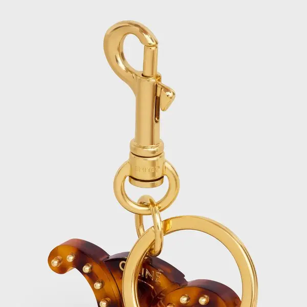 Celine Triomphe Keyring Charm In Plexiglass With Gold Finishing