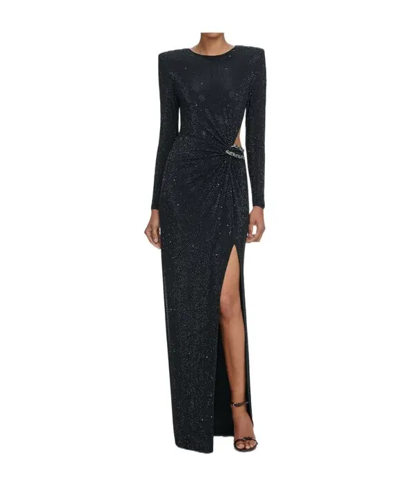 SELF-PORTRAIT Long Sleeve Slit Dress