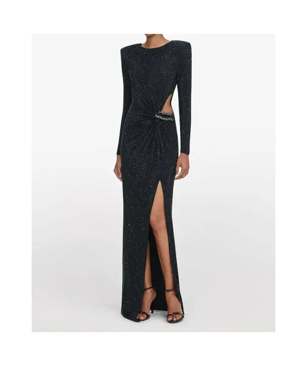 SELF-PORTRAIT Long Sleeve Slit Dress