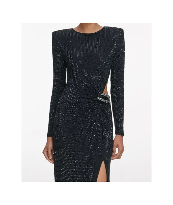 SELF-PORTRAIT Long Sleeve Slit Dress