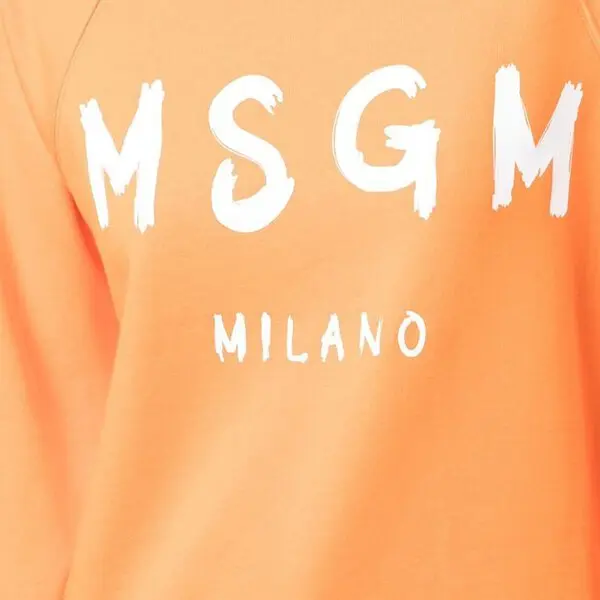 MSGM Logo Print Crew Neck Sweatshirt - Orange