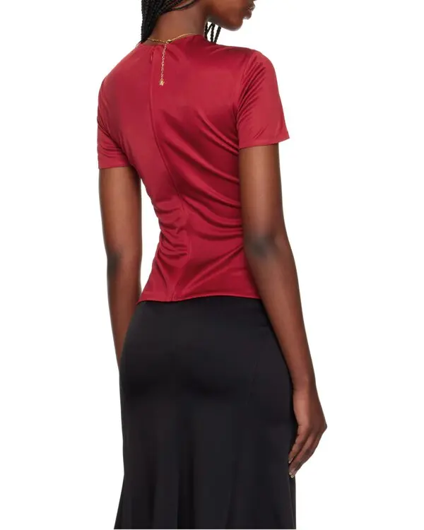 Versace Medusa Safety Pin Ruched Short Sleeve Top