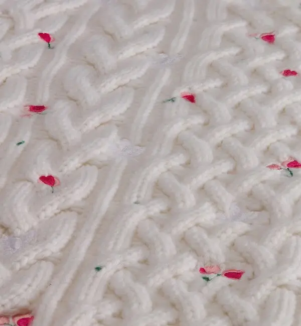 Dior Embroidered Floral Cable Knit Sweater