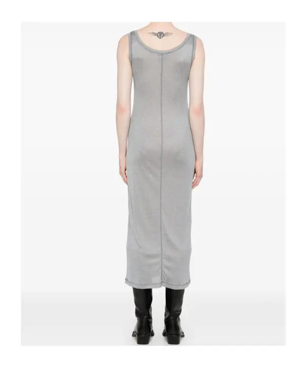 Miu Miu Sleeveless Logo Patch Midi Dress