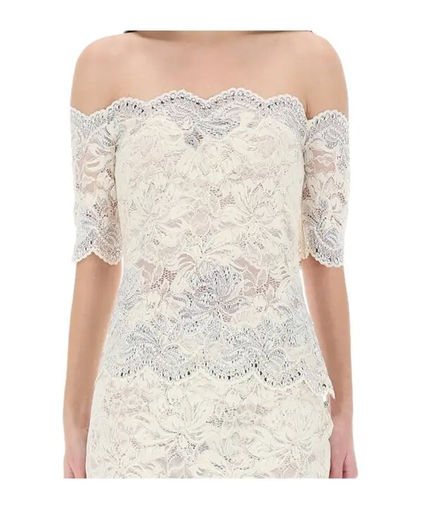 Rabanne Lace Off-shoulder Top - White