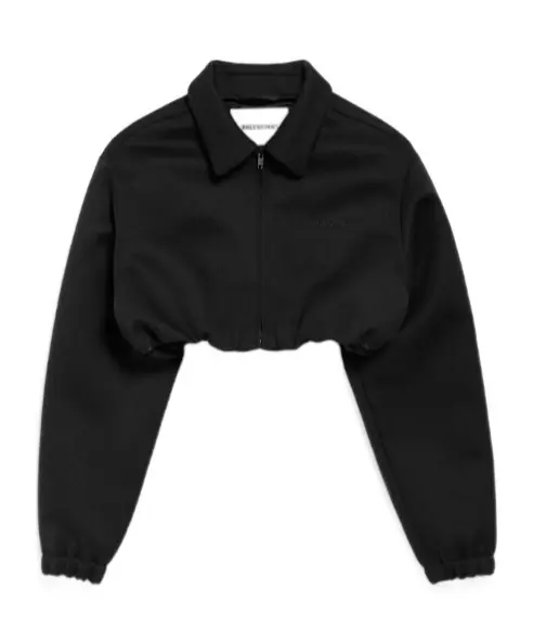 Balenciaga Cropped Zip-up Jacket With Embroidered Logo