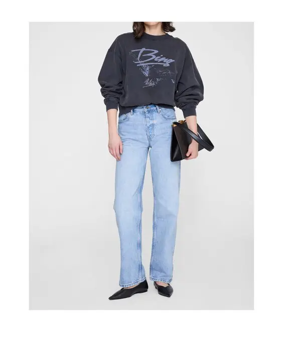 ANINE BING Spencer Sweatshirt - Water-washed Black