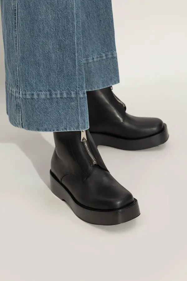 Bottega Veneta Square Toe Chunky Zip Up Boots