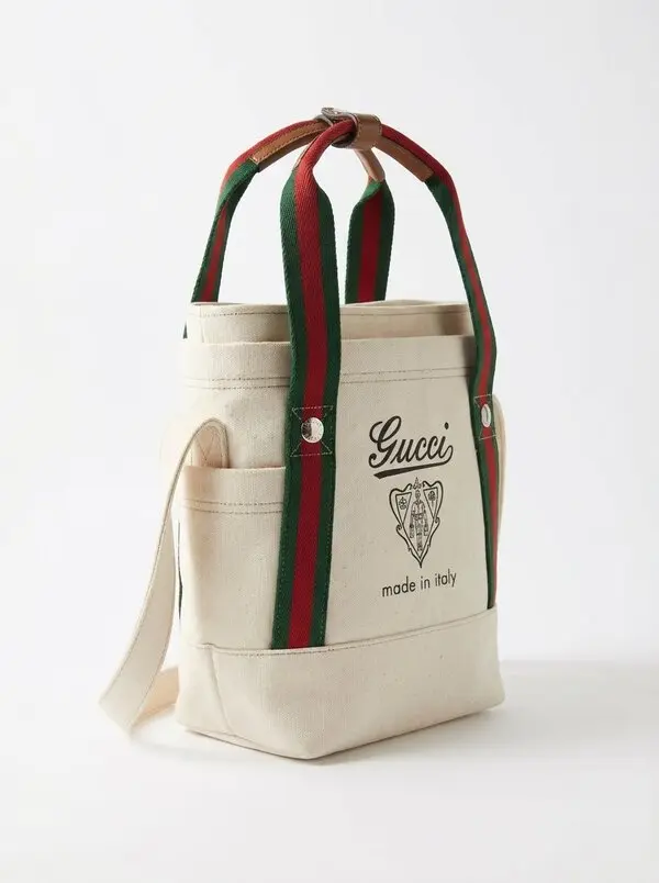 Gucci Medium Printed Canvas Web Bag - White