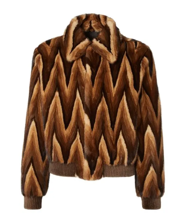 Fendi Chevron Mink Fur Blouson Jacket