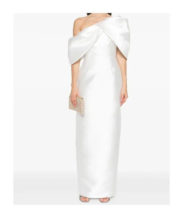 Solace Asymmetric Off-the-shoulder Maxi Dress With Back Slit