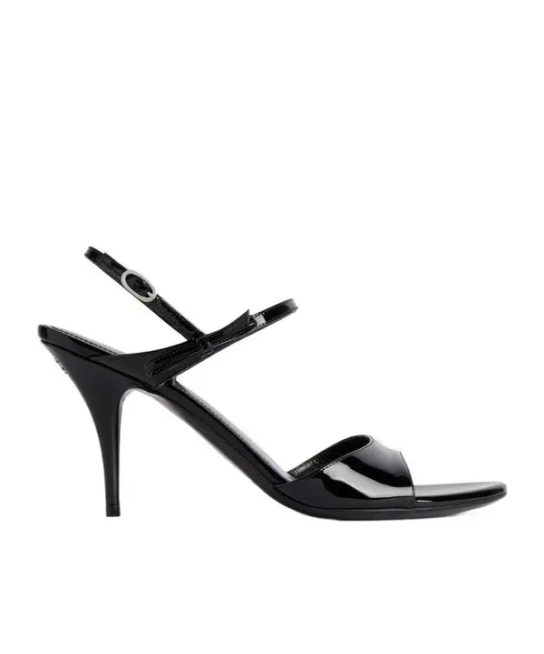 Balenciaga Avenue Bow Heeled Sandals - Black/silver