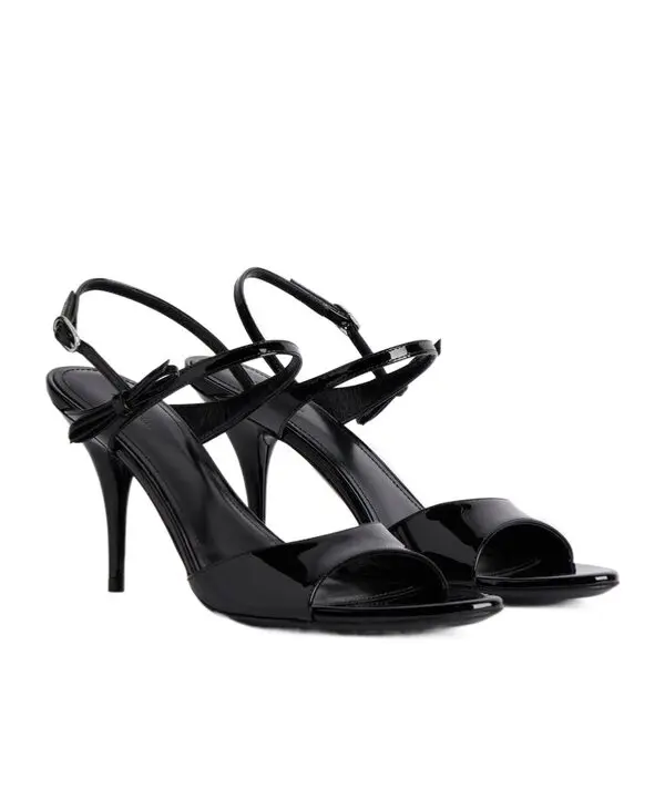 Balenciaga Avenue Bow Heeled Sandals - Black/silver