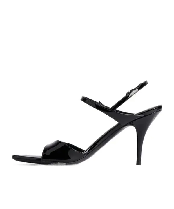 Balenciaga Avenue Bow Heeled Sandals - Black/silver