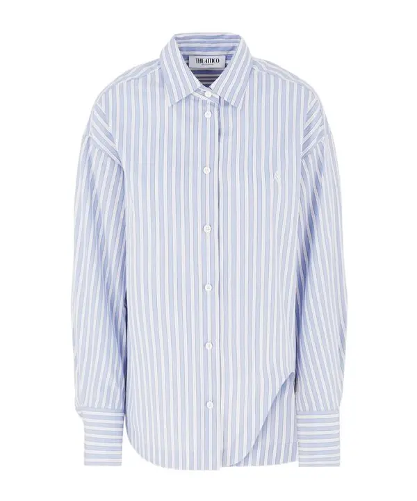 Attico Eliza Striped Shirt - White And Navy Blue