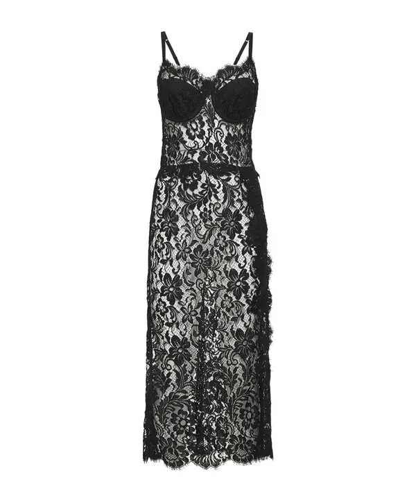 Dolce & Gabbana Lace Bustier Midi Dress - Black